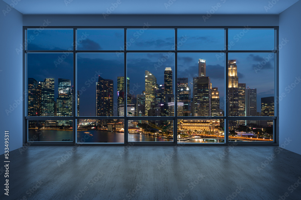 Downtown Singapore City Skyline Buildings from High Rise Window ...