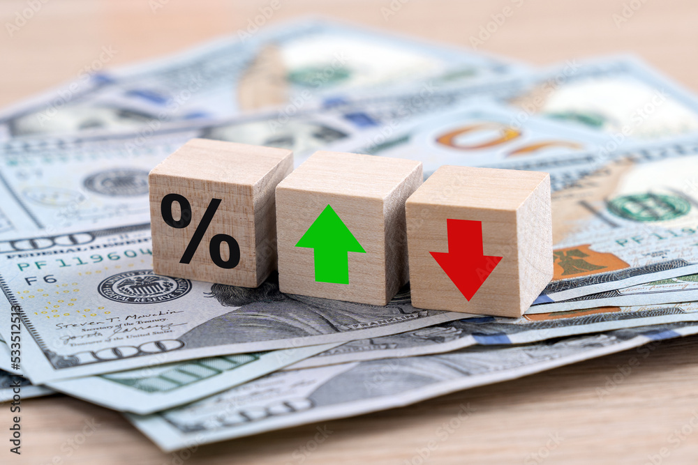 US interest rates are going up and down for business concept Stock ...