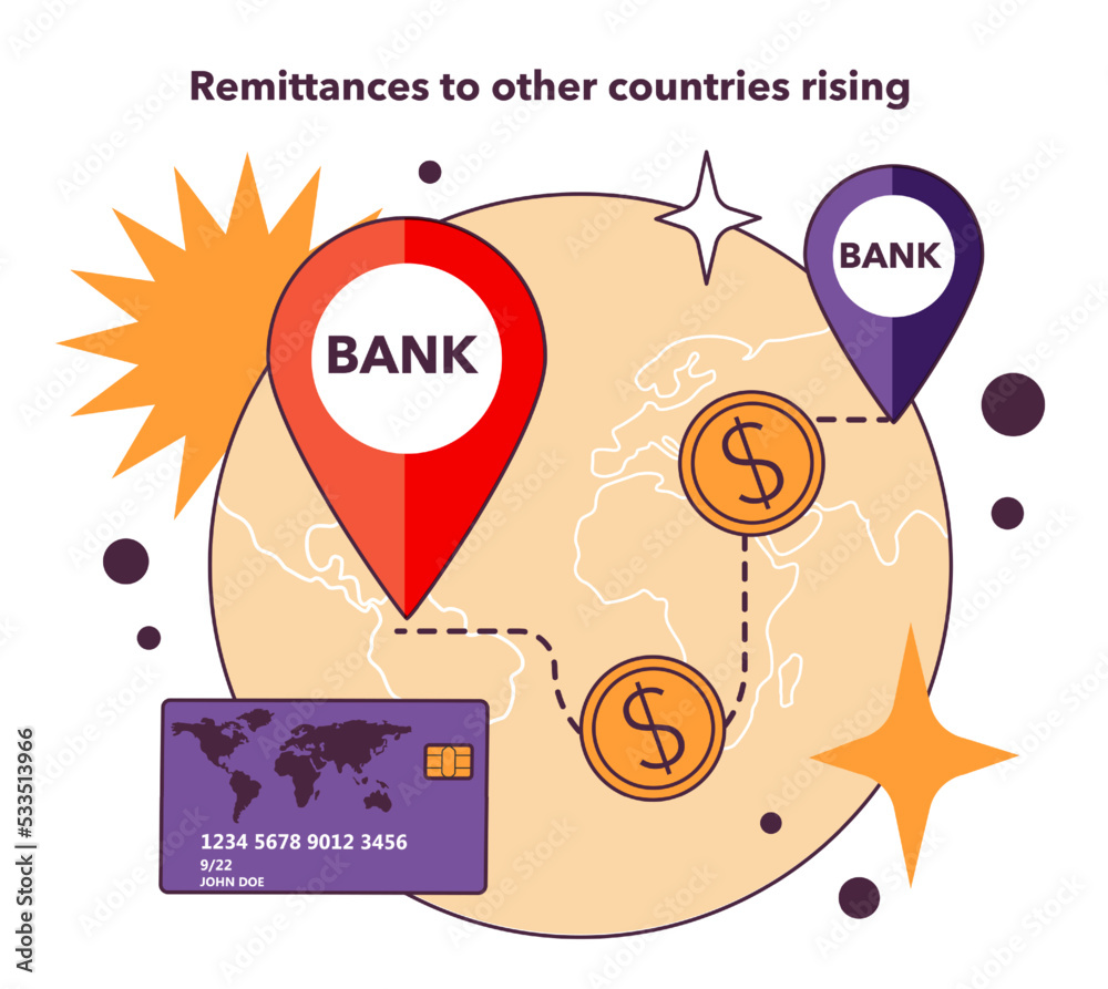 Remittances to other countries rising as a recession indicator. Stock Vector | Adobe Stock