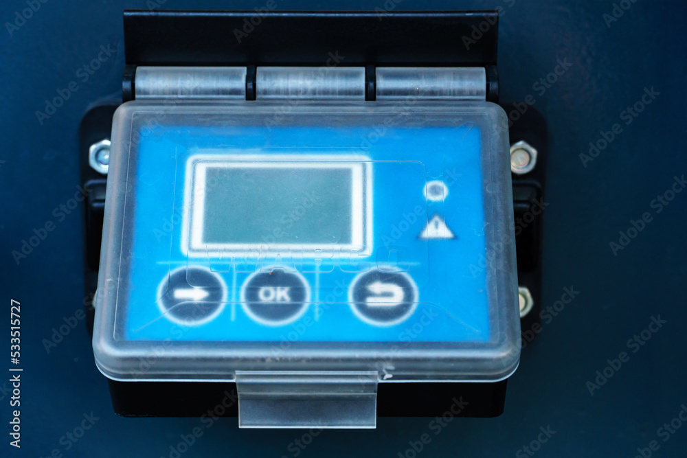 Various buttons, breakers and switches on the electronic control panel ...