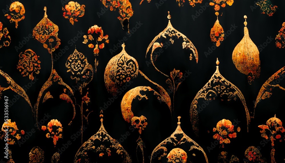 Dark iranian seamless eastern wallpaper texture design Stock ...