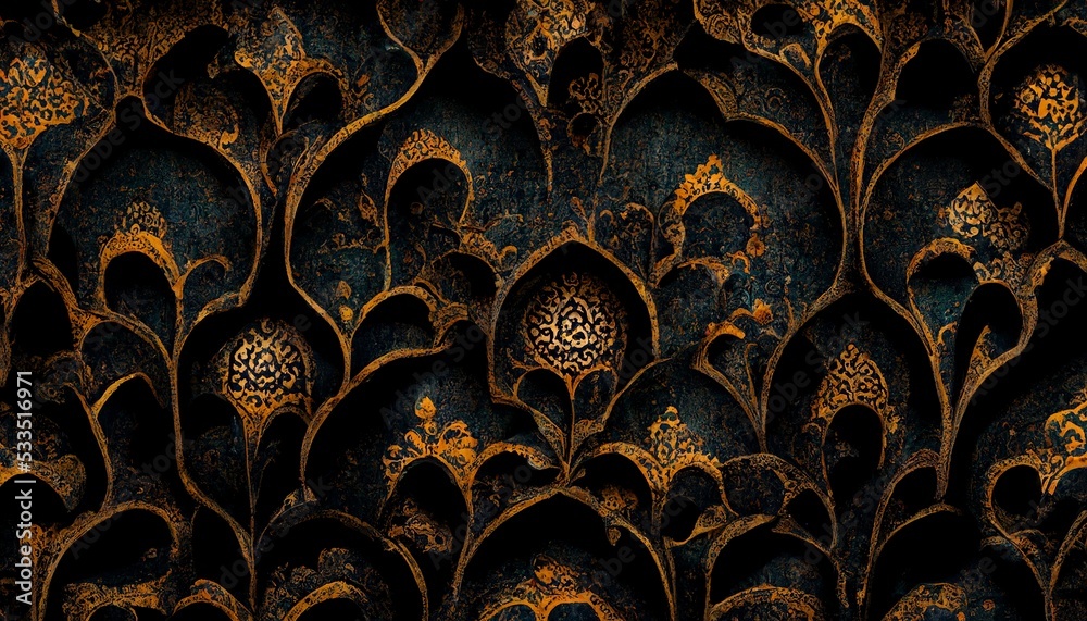 Dark worn iranian eastern wallpaper texture design Stock Illustration ...