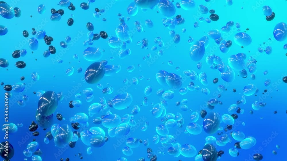 Alien blood stream with randomly flowing cells. Motion. Small particles ...