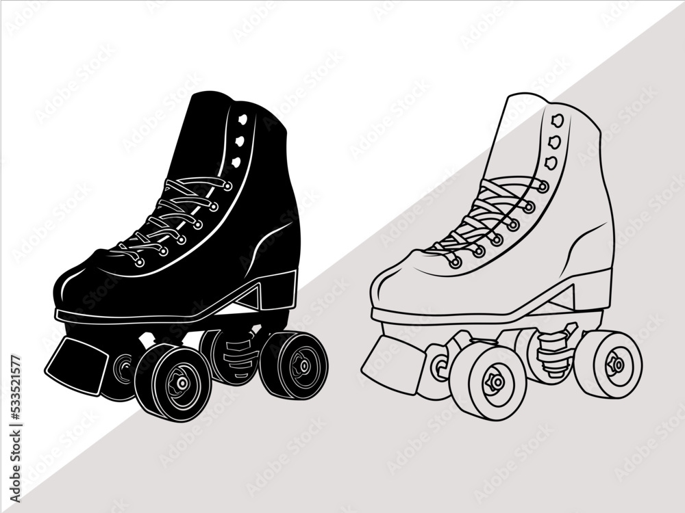 Roller Skates svg, Roller Skates Clipart, Split Roller Skates, Roller ...
