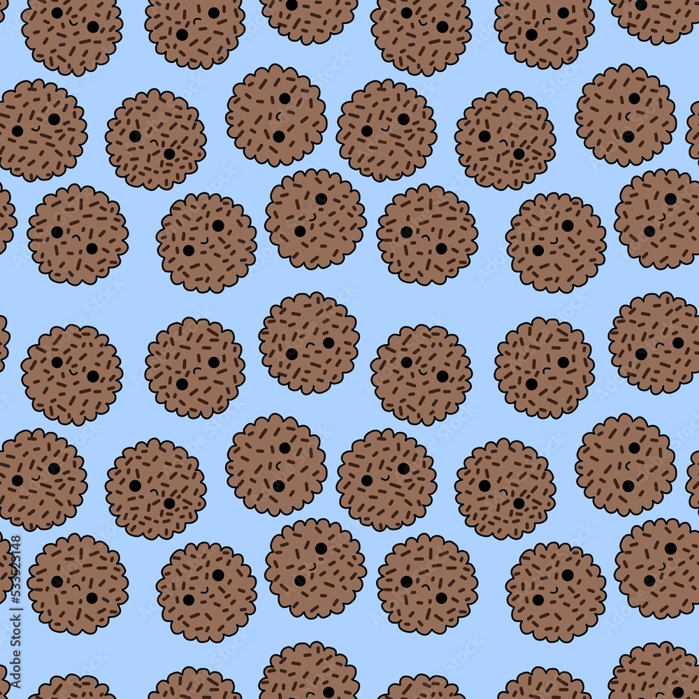 Cartoon kawaii seamless cookie pattern for wrapping paper and kids and ...