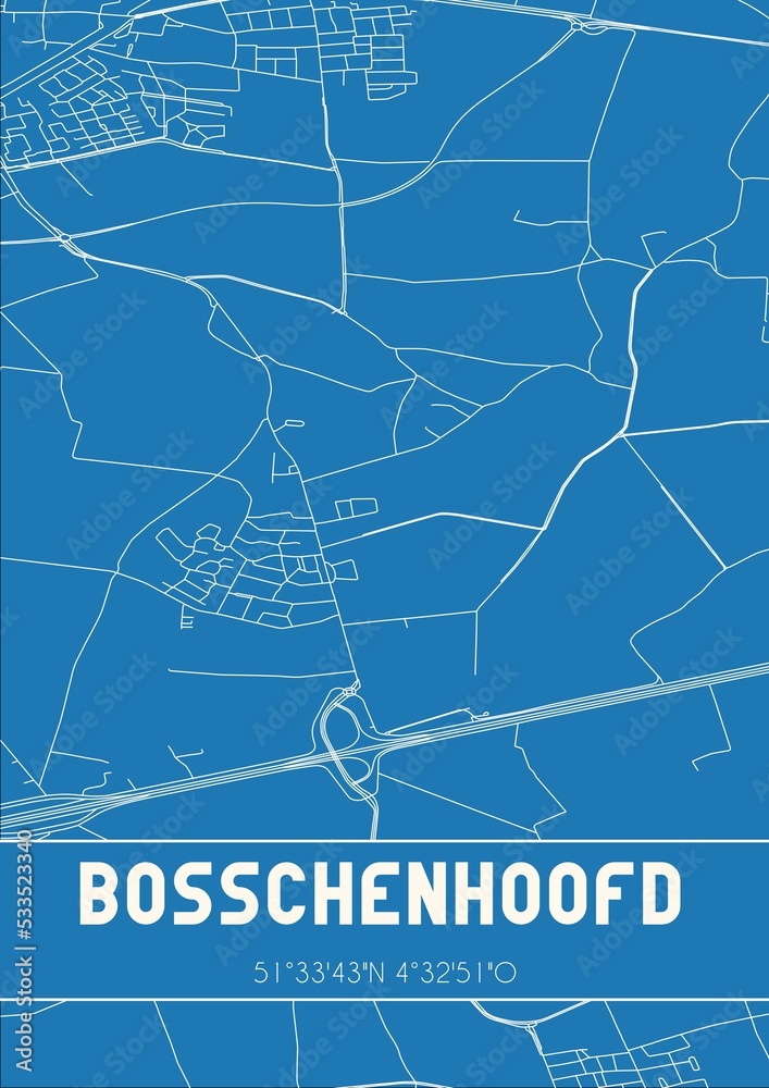 Blueprint of the map of Bosschenhoofd located in Noord-Brabant the ...