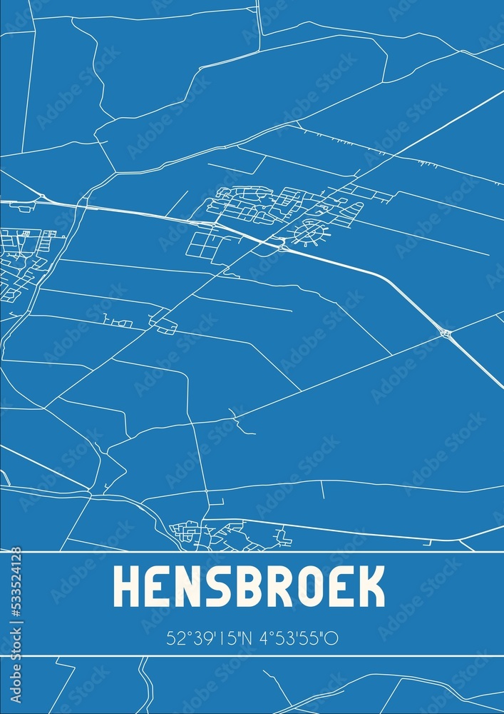 Blueprint of the map of Hensbroek located in Noord-Holland the ...