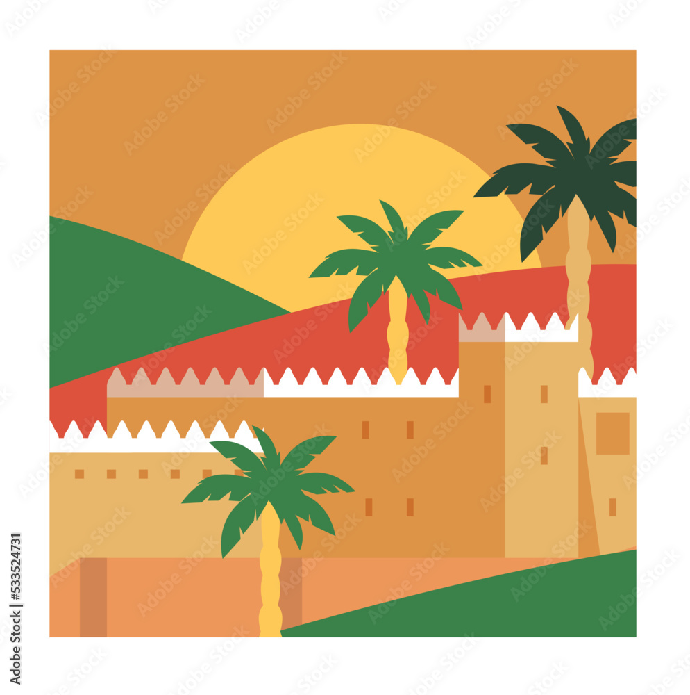 Saudi Arabia National Day. Traditional architecture, tower walls and ...