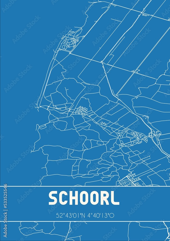 Blueprint of the map of Schoorl located in Noord-Holland the ...