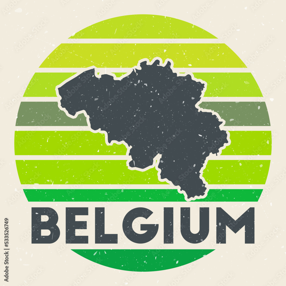 Belgium logo. Sign with the map of country and colored stripes, vector ...