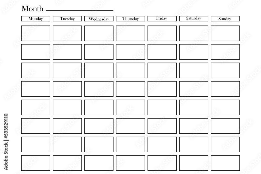 Simple Template Month Plan Vector Illustration Stock Image Stock Simple Template Month Plan Vector Illustration Stock Image Stock