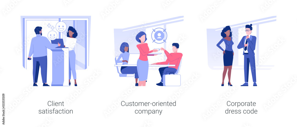 Corporate culture isolated concept vector illustration set. Client ...