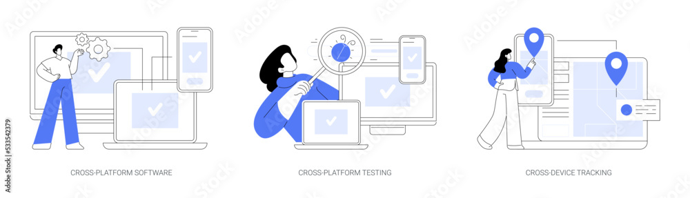 Multi platform framework abstract concept vector illustrations. Stock ...