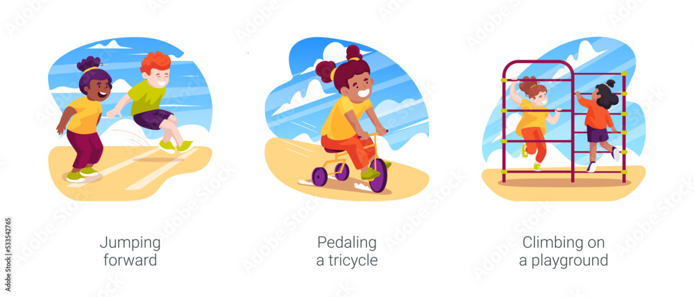 Physical development milestones isolated cartoon vector illustration ...