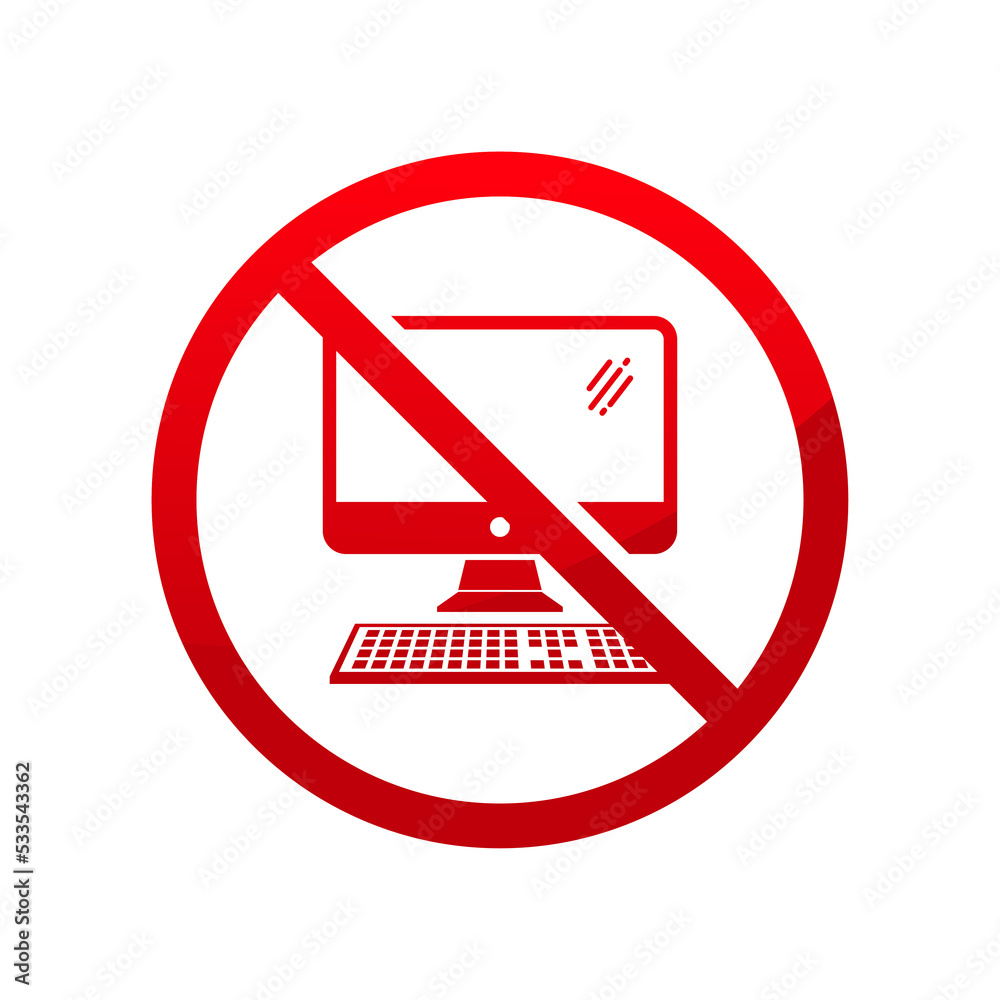 No computer sign isolated on white background illustration. Stock ...