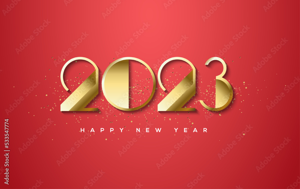 Unique number 2023, greeting design for the new year 2023 with luxury ...
