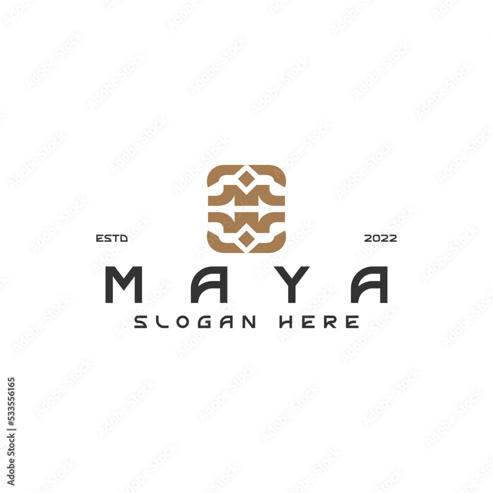 modern mark symbol Maya logo iconic vector design template. bold Aztec ...