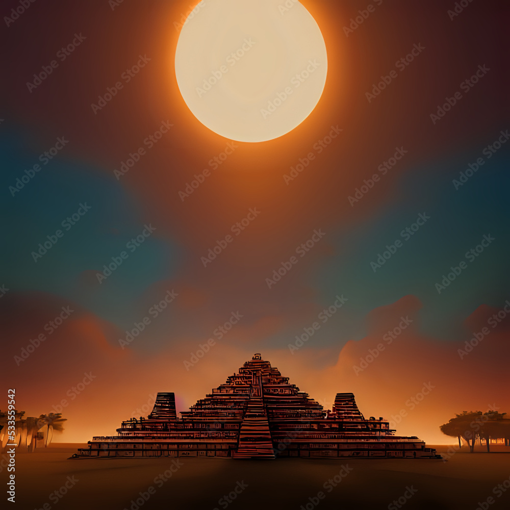 Egyptian pyramid with a radiant sun Stock Illustration | Adobe Stock