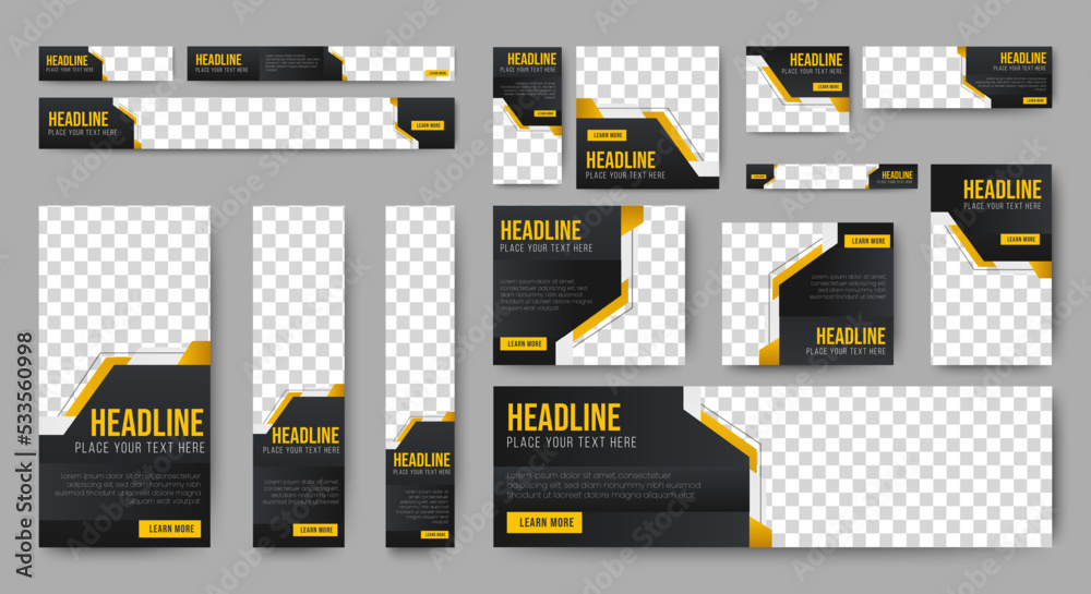 set of creative web banners of standard size with a place for photos ...