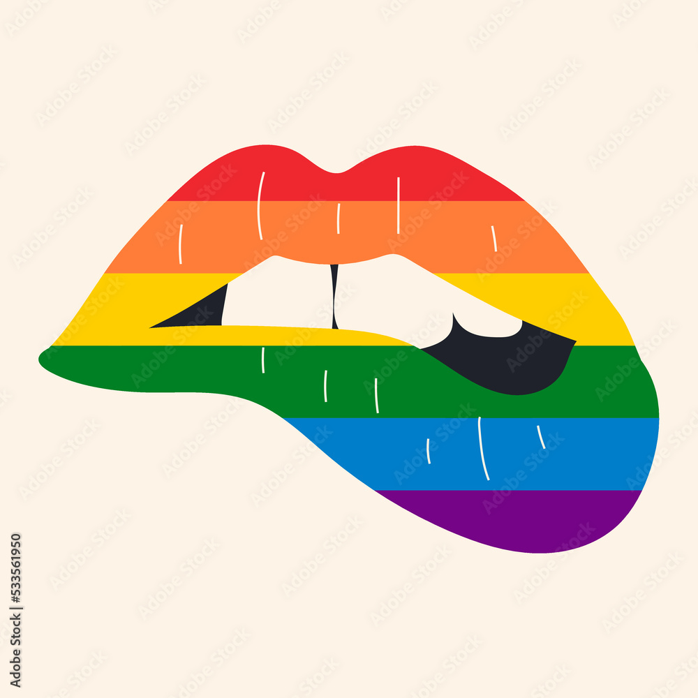 Lgbt pride sign in vector format. Rainbow lips. Kiss illustration ...