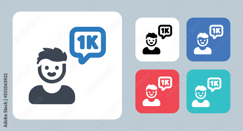 1k follower icon - vector illustration . follower, subscriber, follow ...