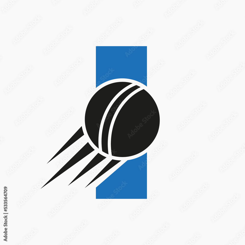 Letter I Cricket Logo Concept With Moving Cricket Ball Icon. Cricket ...
