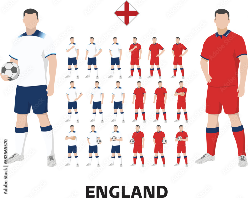 Photo England Football Team Kit, Home kit and Away Kit, GraphicCream ...
