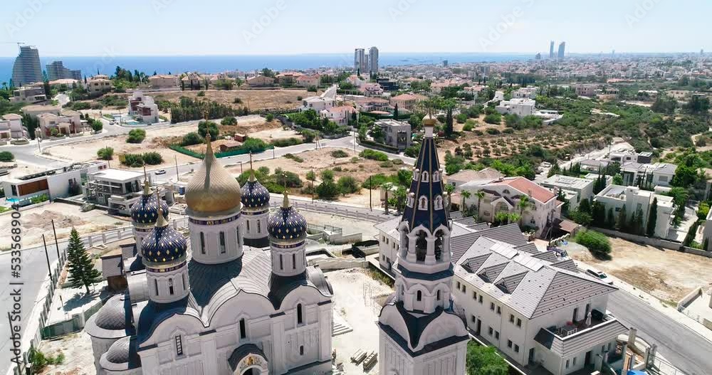 Aerial drone footage of the new Russian orthodox church Saint Nicholas ...