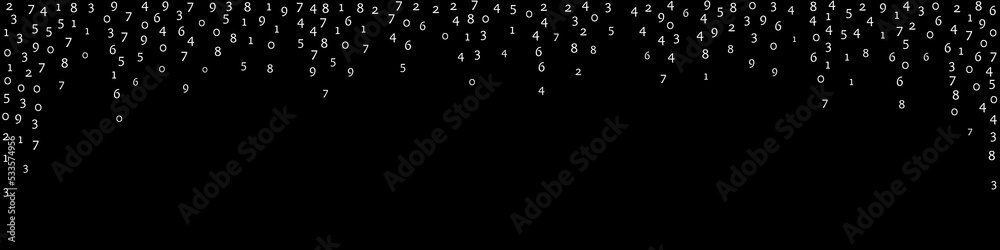 Falling numbers, big data concept. Binary white orderly flying digits ...