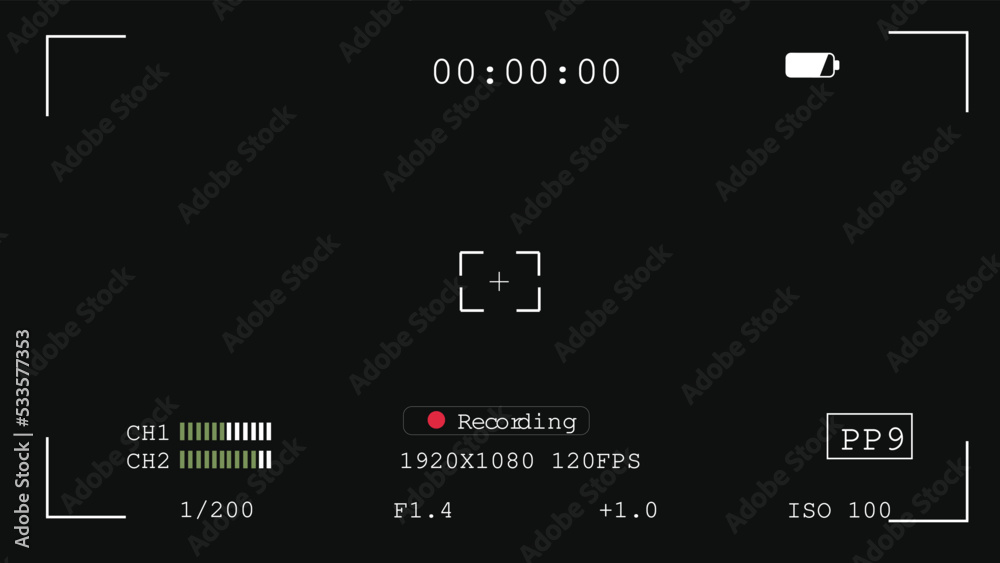 camera screen vector Camera screen showing recording is in progress ...
