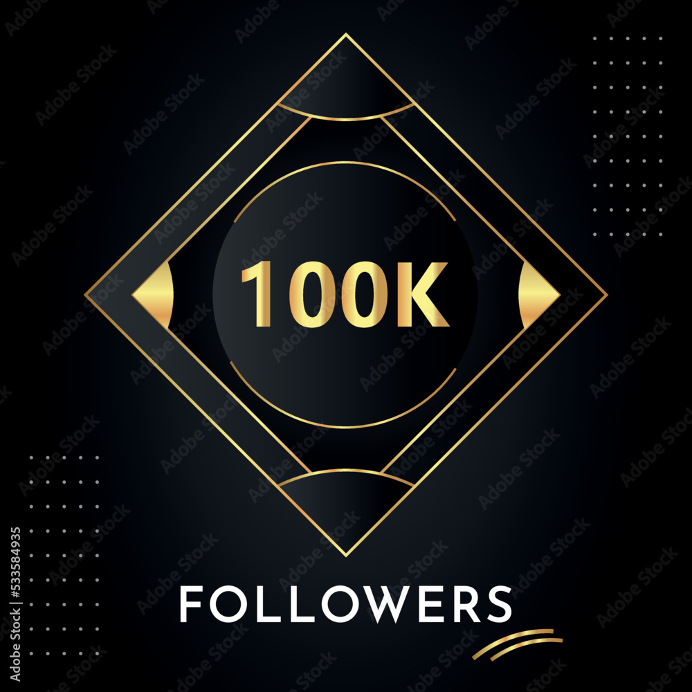 Thank you 100k or 100 thousand followers with gold decorative frames on ...