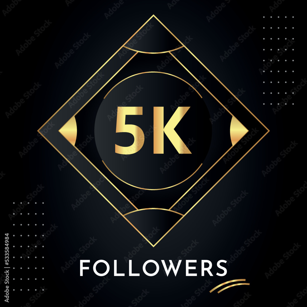 Thank you 5k or 5 thousand followers with gold decorative frames on ...