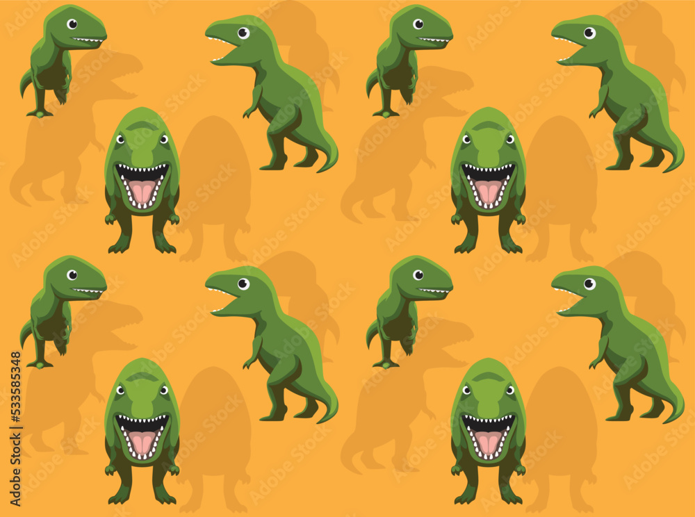 Tyrannosaurus Rex T-Rex Various Poses Cute Cartoon Character Seamless ...