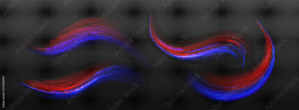 Speed motion light effect, blue and red trails of dynamic movement ...