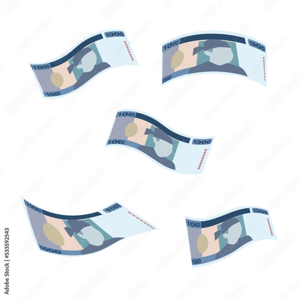 Myanmar Kyat Vector Illustration. Southeast Asian money set bundle ...