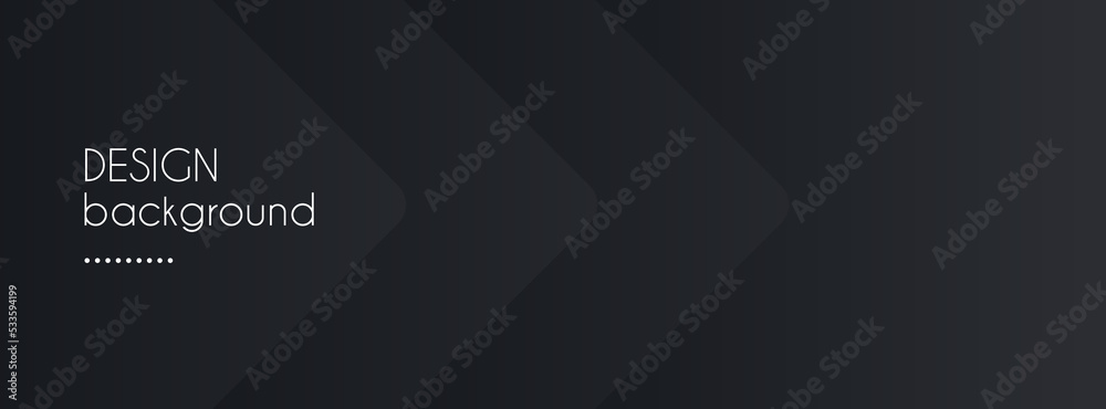 Black abstract vector long banner. Minimal background with arrows and ...