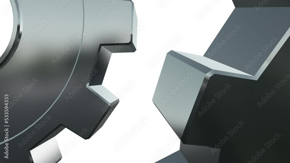 3d render of cogwheels that are stacked together. Silver rotating ...
