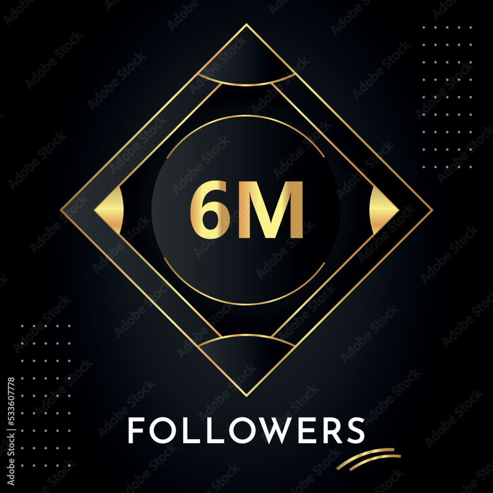 Thank you 6M or 6 million followers with gold decorative frames on ...