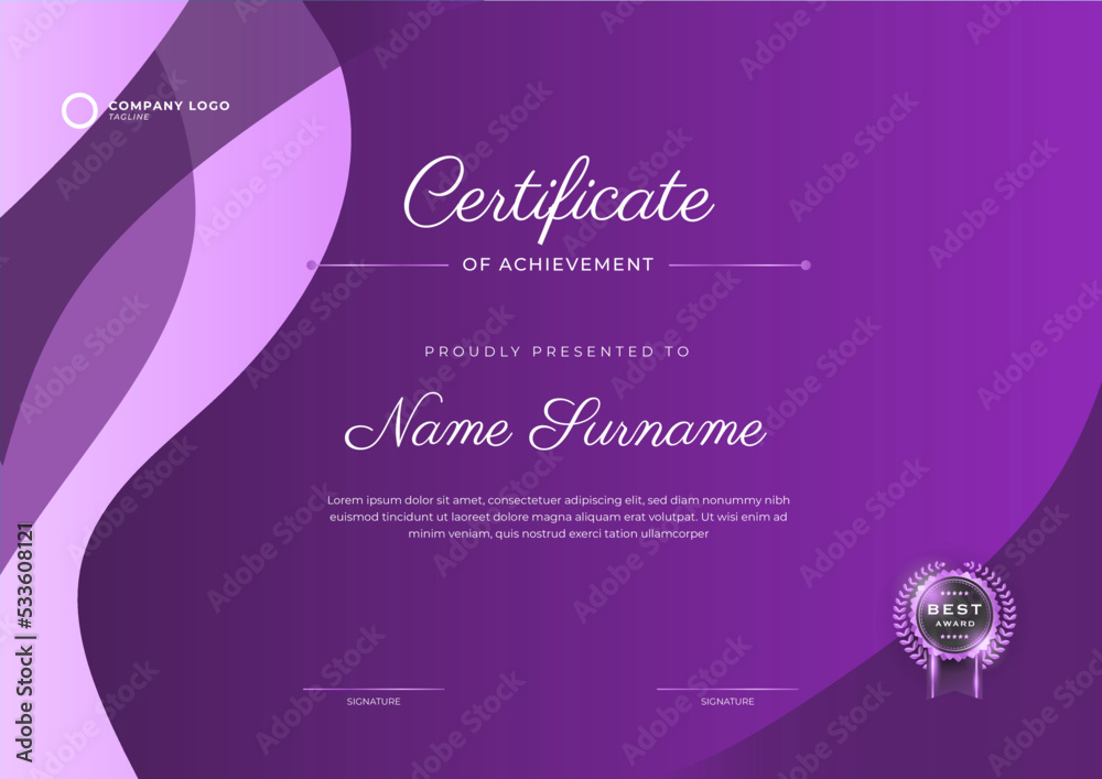 Purple certificate template with luxury pattern,diploma,Vector ...
