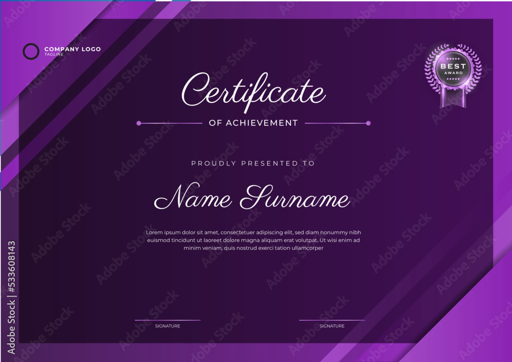 Purple certificate template with luxury pattern,diploma,Vector ...