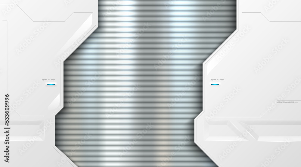 Abstract futuristic white and siver metal background with modern shape ...