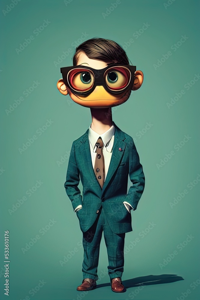 Cartoon character in suit Stock Illustration | Adobe Stock