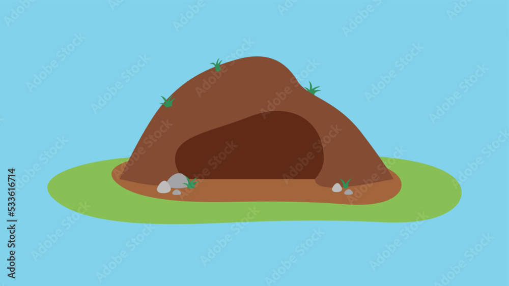 Burrow, lair, illustration, vector, cartoon Stock Vector | Adobe Stock