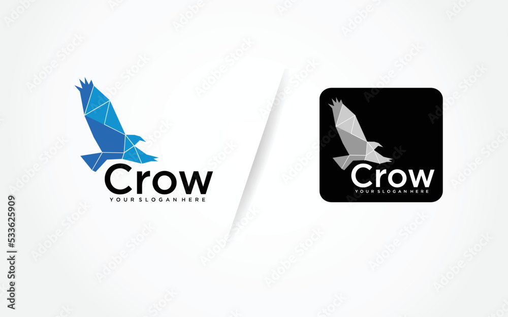 Blue and Black Crow Logo, crow logo design, vector crow icon with a ...