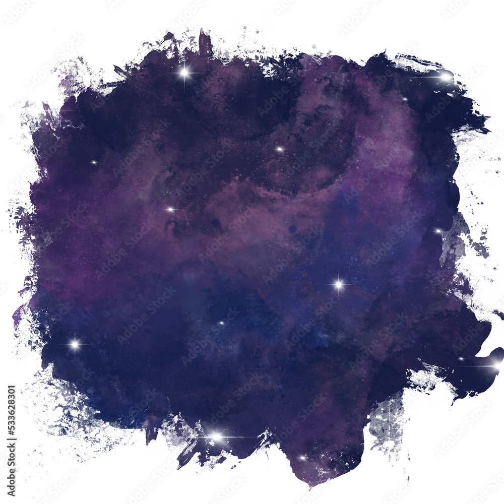 Galaxy or night sky with stars clipart, Hand drawn cosmos splash brush ...