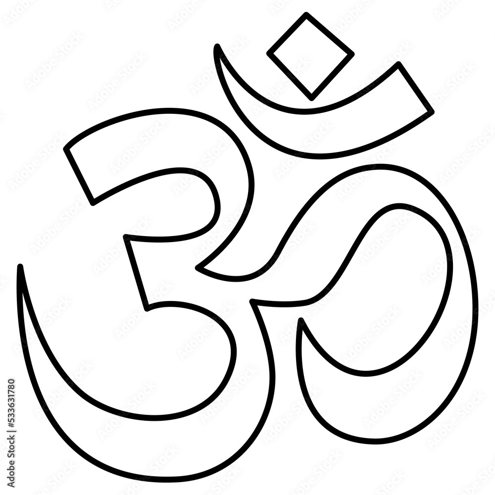 Om. Ohm. Buddhist and Hindu religions. Symbol of God, creation. Black ...