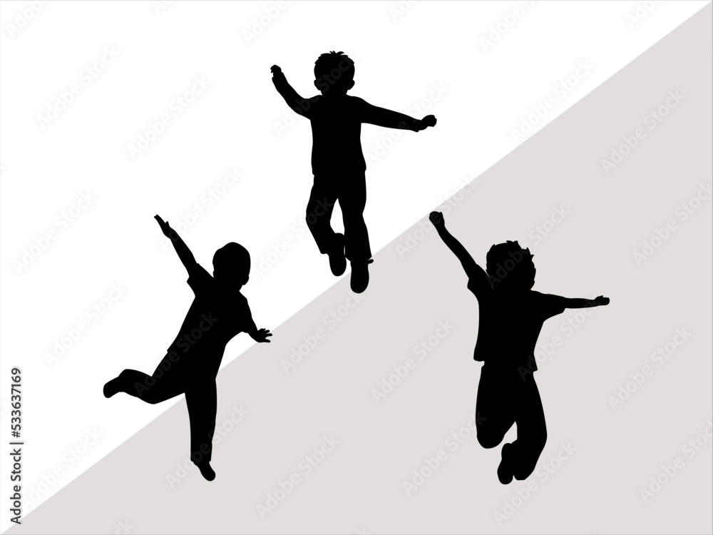 Kids Jumping SVG Cut Files | Kids Jumping Silhouette | Jumping Children ...