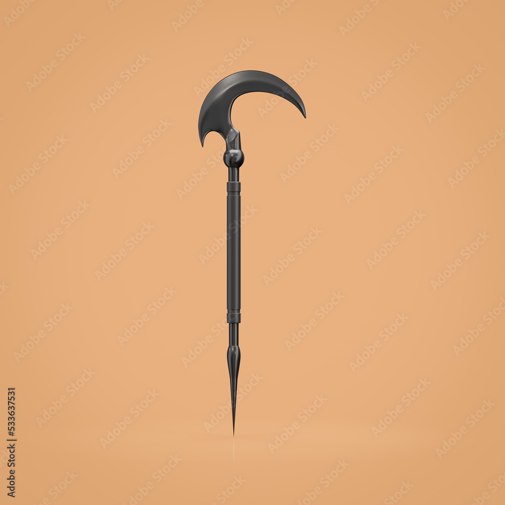 Black medieval battle axe, nordic skyrim battleaxe weapon. Single blade ...