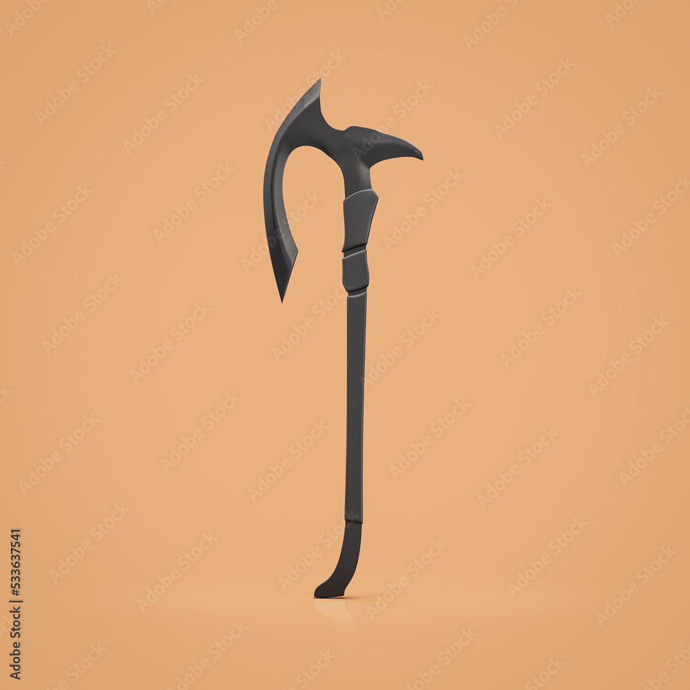 Black medieval battle axe, nordic skyrim battleaxe weapon. Single blade ...
