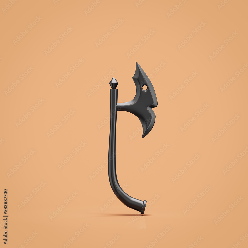 Black medieval battle axe, nordic skyrim battleaxe weapon. Single blade ...